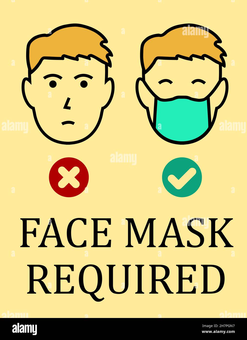 Vector face mask mandatory sign. Facemask zone warning sign. Covid-19 ...