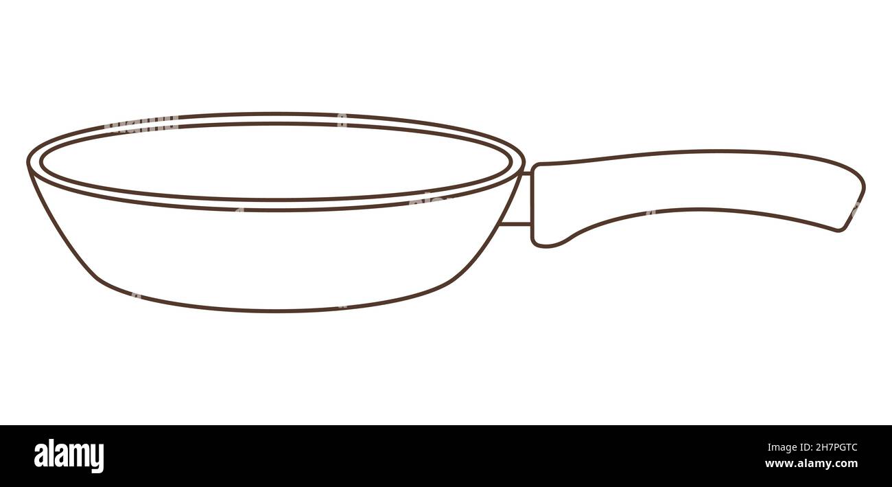 Illustration of cooking pan. Stylized kitchen and restaurant utensil ...