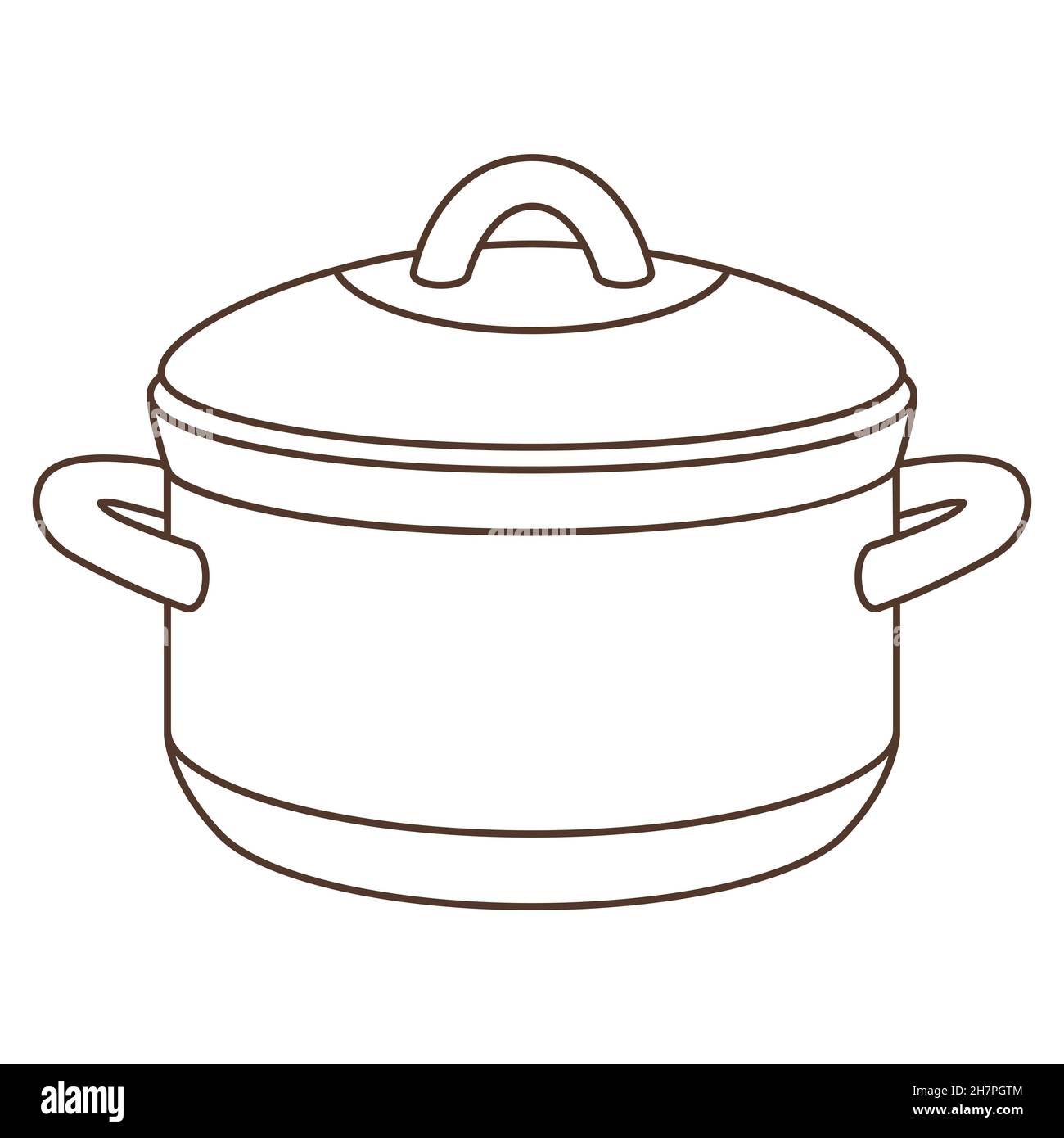 Illustration of cooking pan. Stylized kitchen and restaurant utensil ...