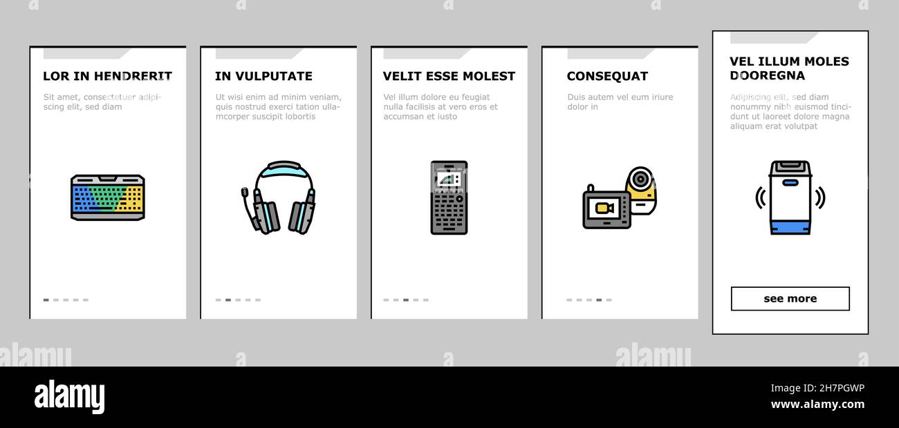 Electronics Digital Technology Onboarding Icons Set Vector Stock Vector ...