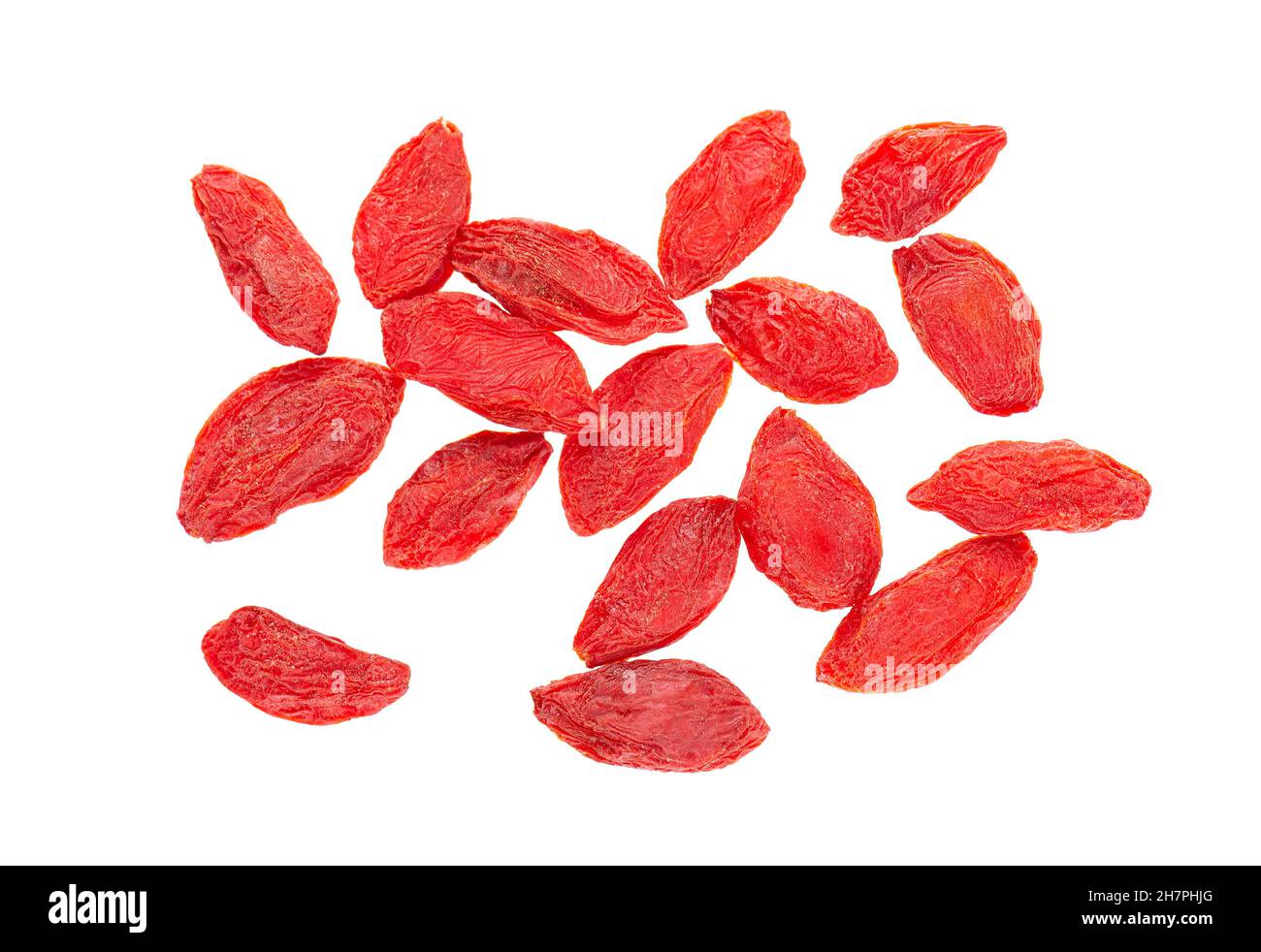 Chinese wolfberries isolated on white background. Heap of dried goji ...