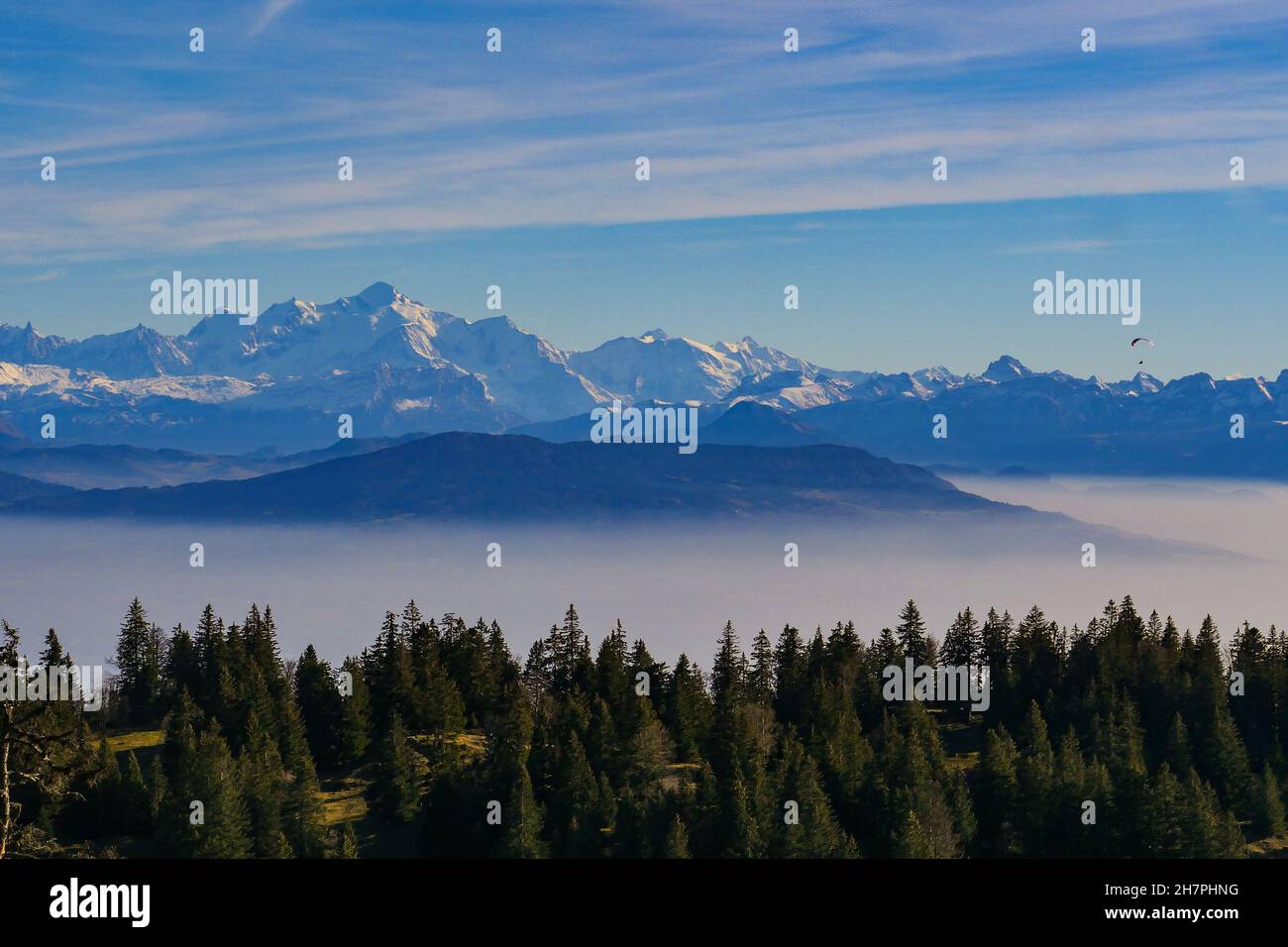 On the Sentes de la Dole from La Rippe, Jura mountains, Switzerland, in ...