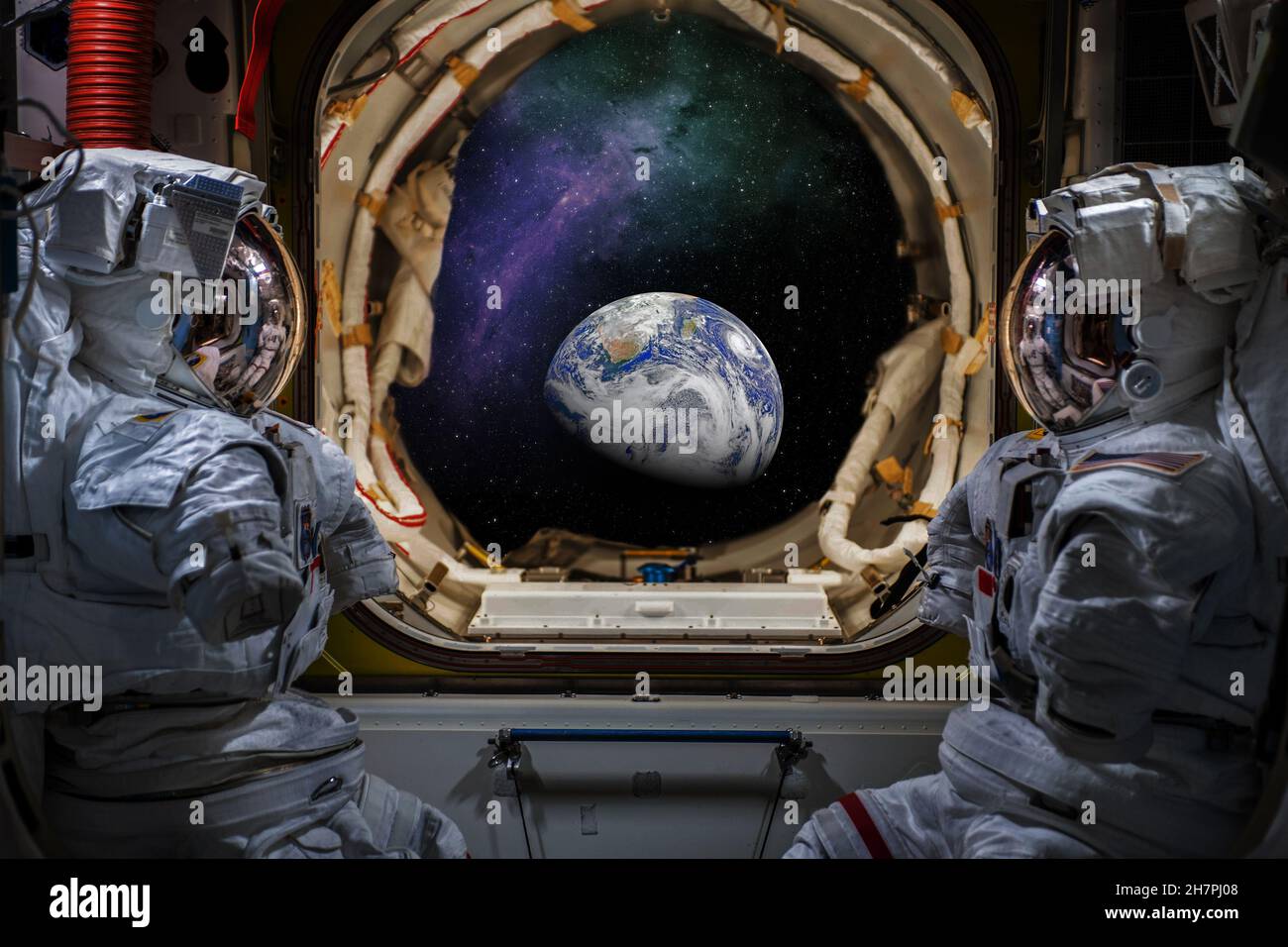 Inside Of A Space Station Looking Out To Erath