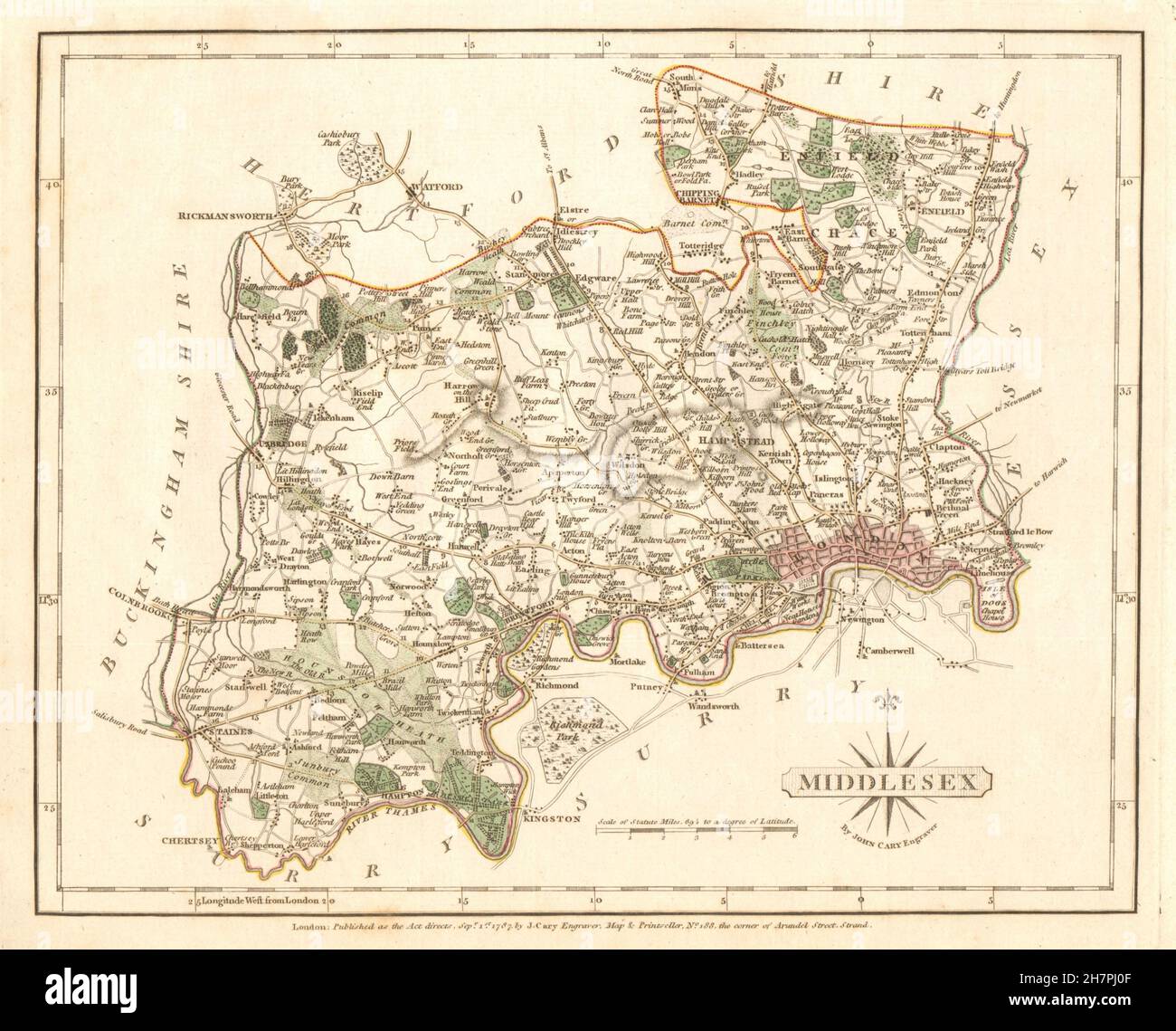 Middlesex map john cary hi-res stock photography and images - Alamy