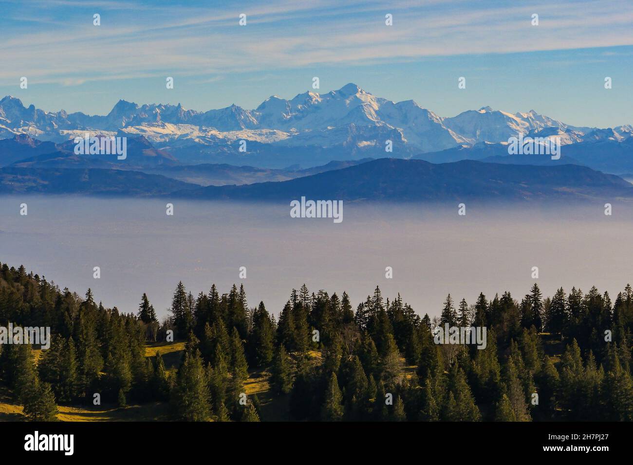 On the Sentes de la Dole from La Rippe, Jura mountains, Switzerland, in ...