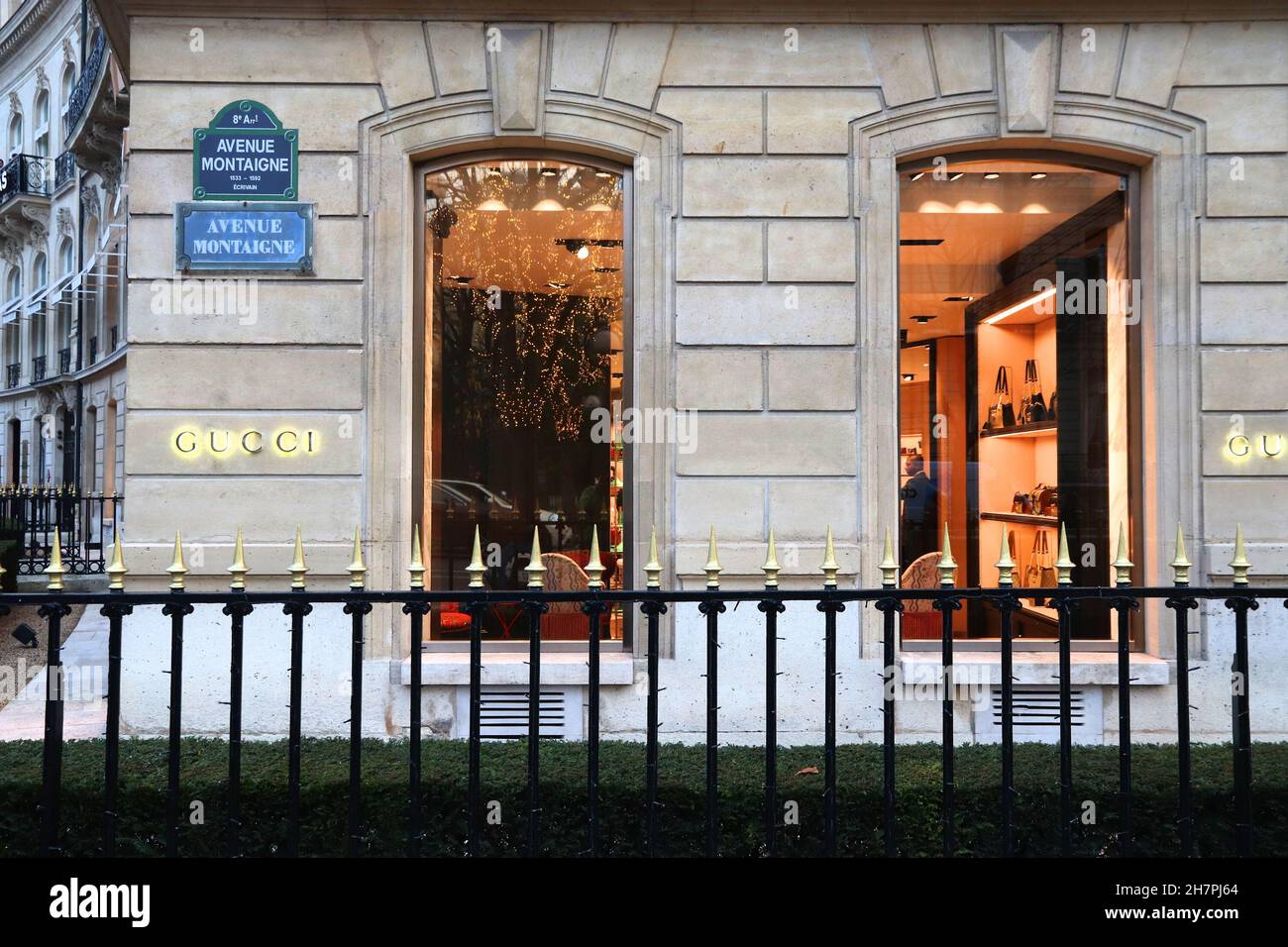 PARIS, FRANCE - DECEMBER 10, 2019: People shop at Gucci fashion store ...