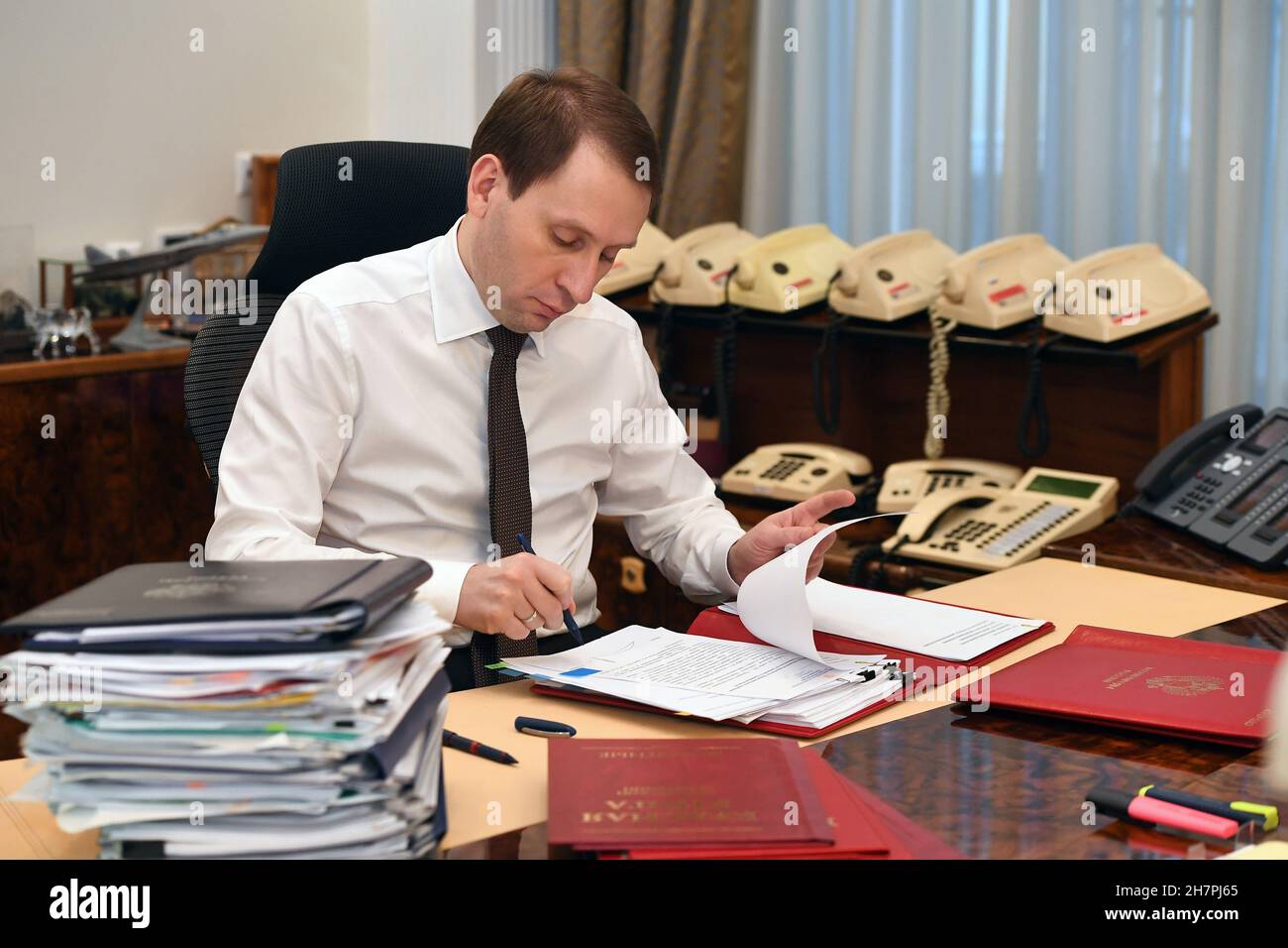 Russian Minister of Natural Resources and Environment Alexander Kozlov in his office. 19.11.2021 ...