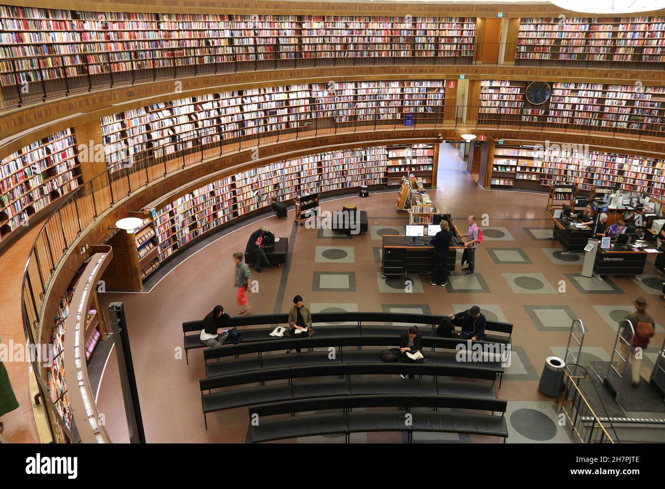 STOCKHOLM, SWEDEN - AUGUST 22, 2018: People visit the rounded building ...