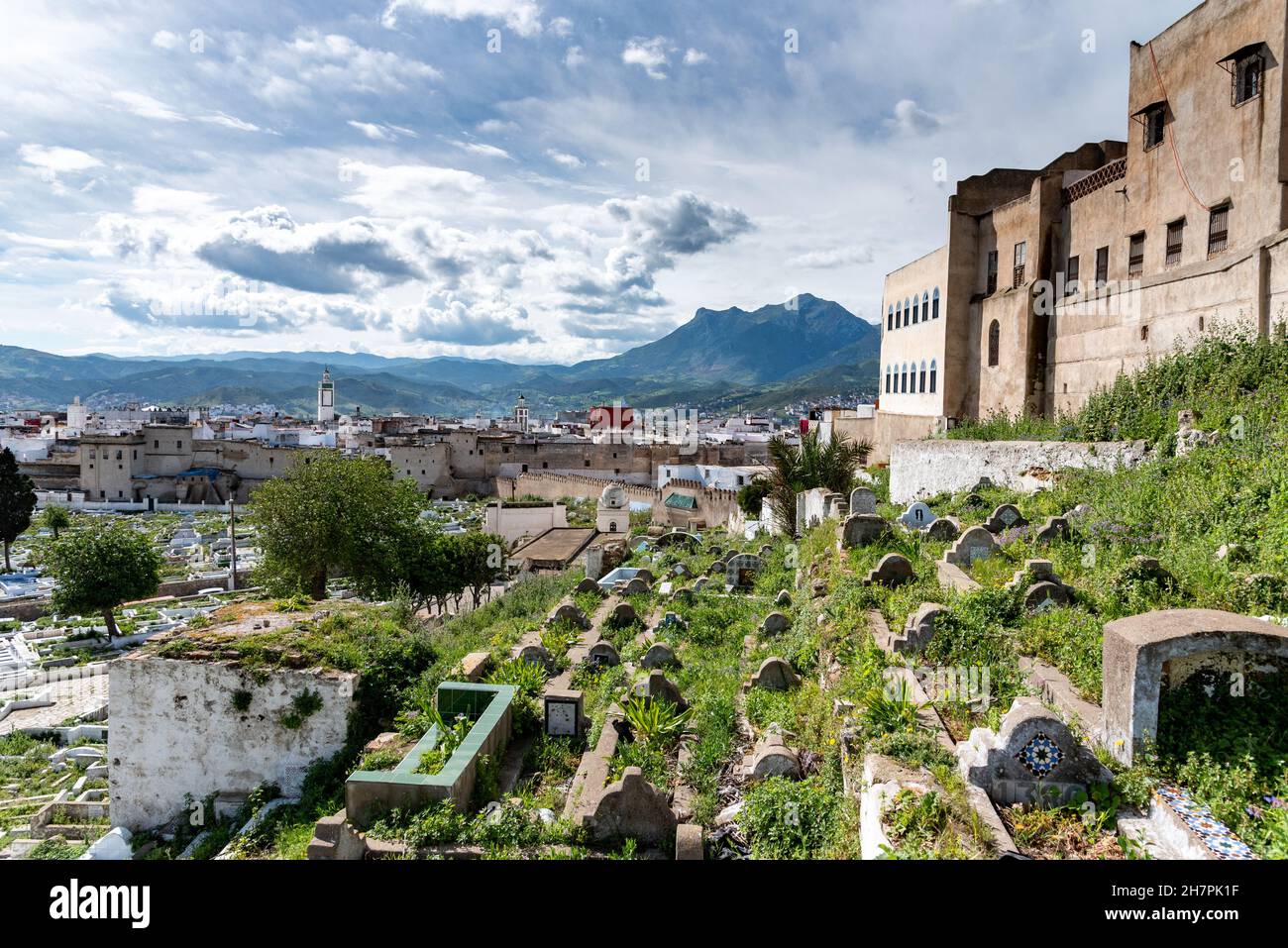 The medina of Tetouan in Morocco. A view of the Tetouan cemetery. The ...