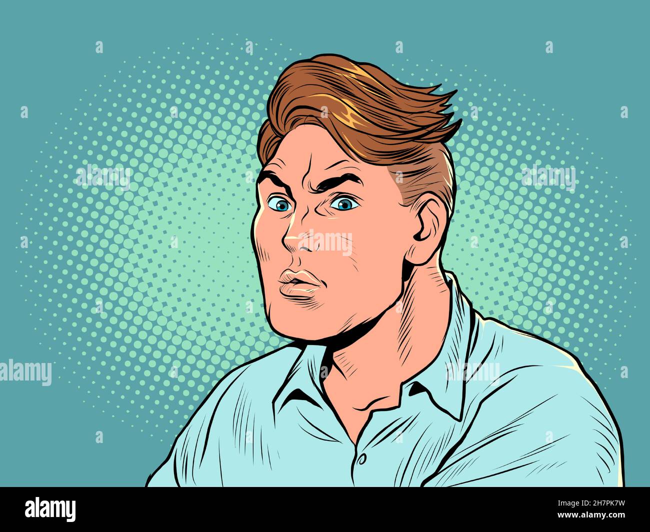 serious concerned man, portrait face head. Emotional difficulties and ...