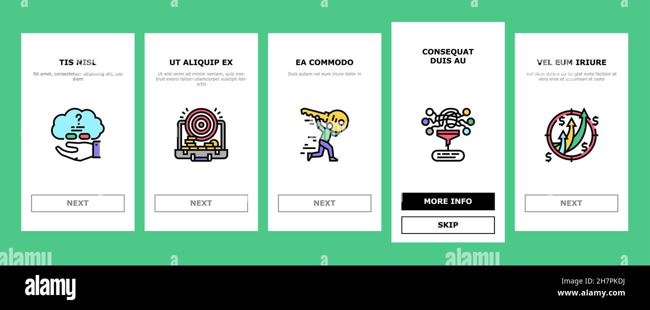 Solution Business Problem Task Onboarding Icons Set Vector Stock Vector ...