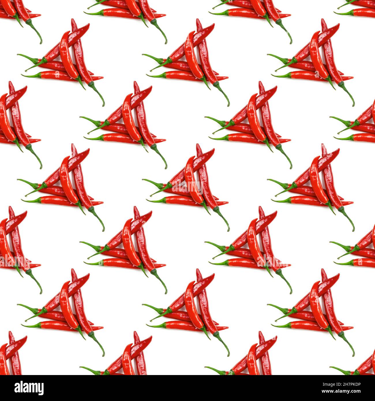 Red chili pepper repeat seamless pattern on white background Stock ...