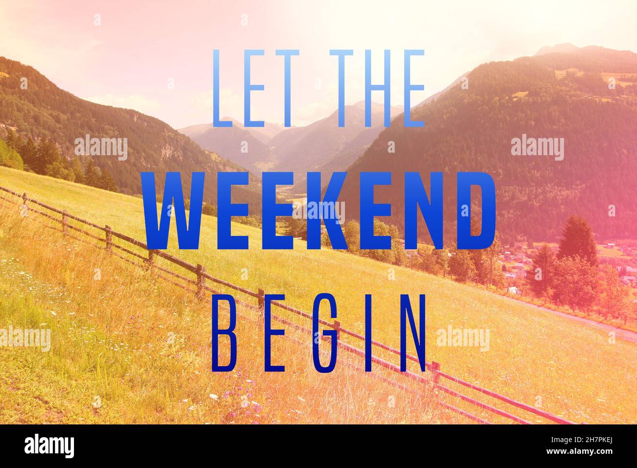 Weekend beginning. Social media motivational poster. Inspiration sign ...