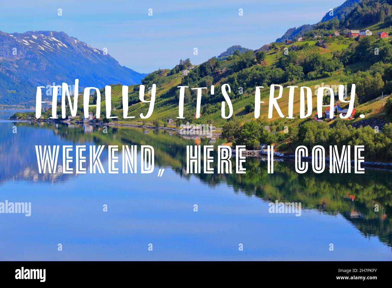 Friday and weekend enjoyment. Social media motivational poster Stock ...