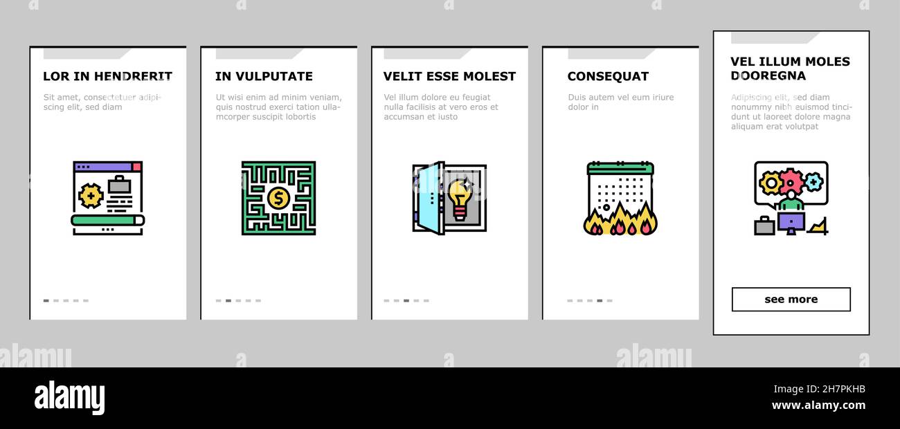 Solution Business Problem Task Onboarding Icons Set Vector Stock Vector ...