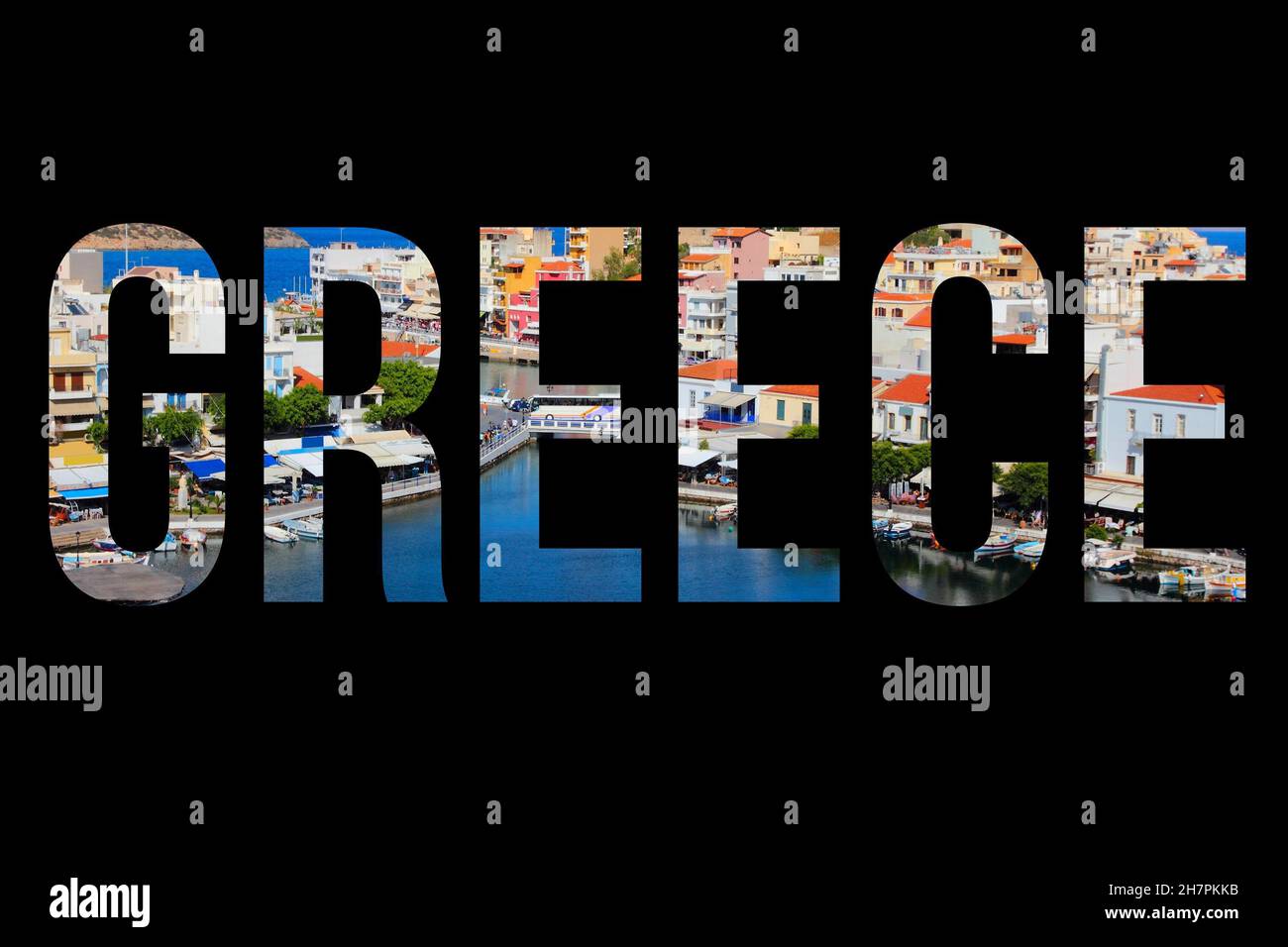 Greece sign - country name with background travel photo Stock Photo - Alamy