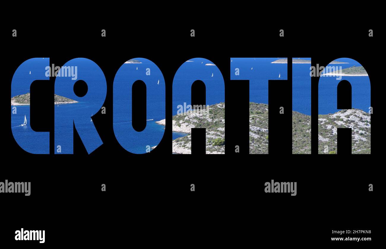 Croatia text sign - country name word photo silhouette Stock Photo - Alamy