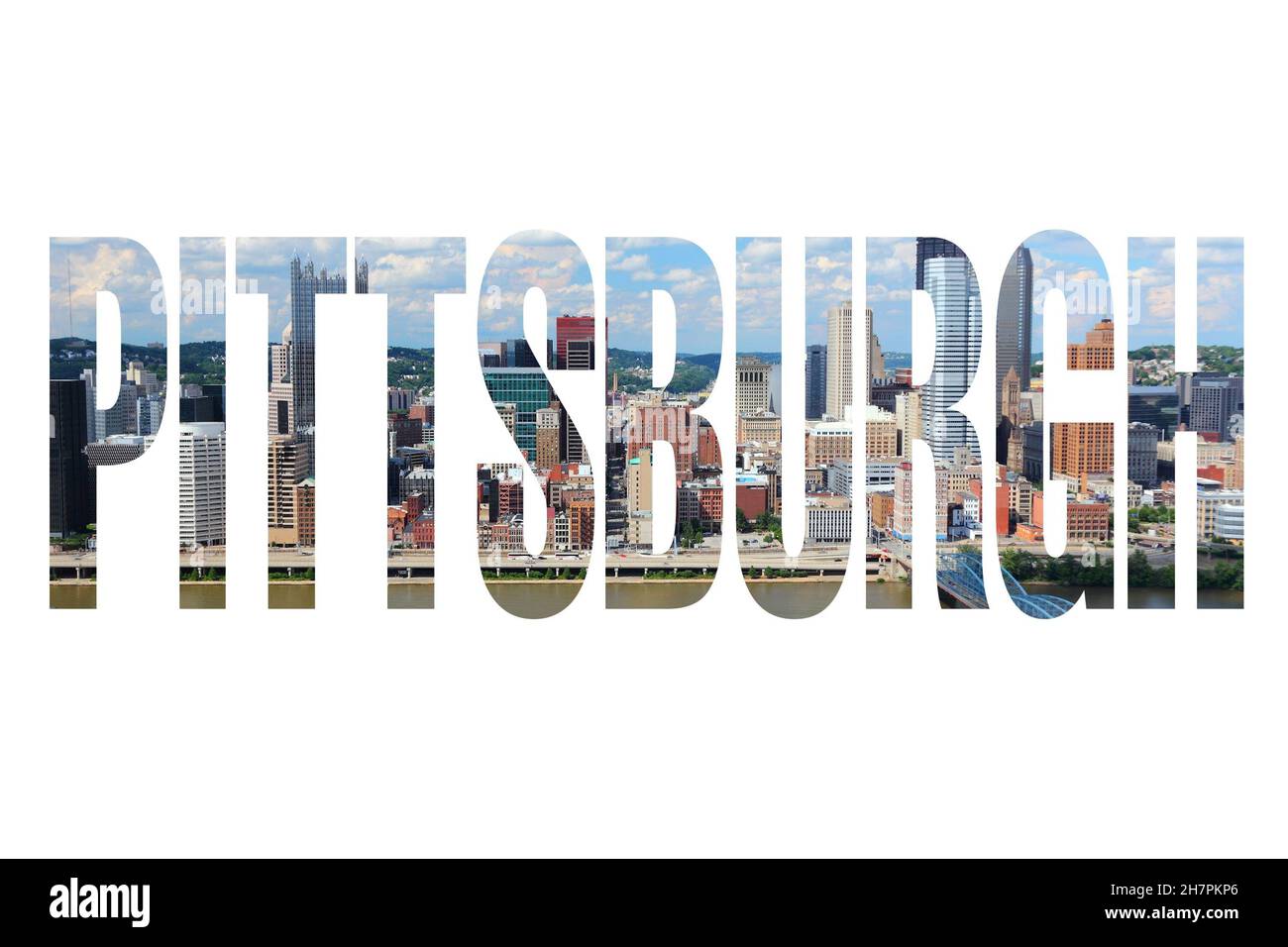 Pittsburgh, USA - city name text with photo in background Stock Photo ...
