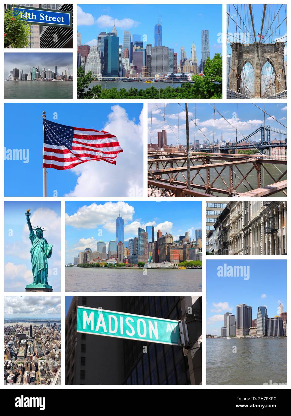 New York City travel collage - photo set with Statue of Liberty ...