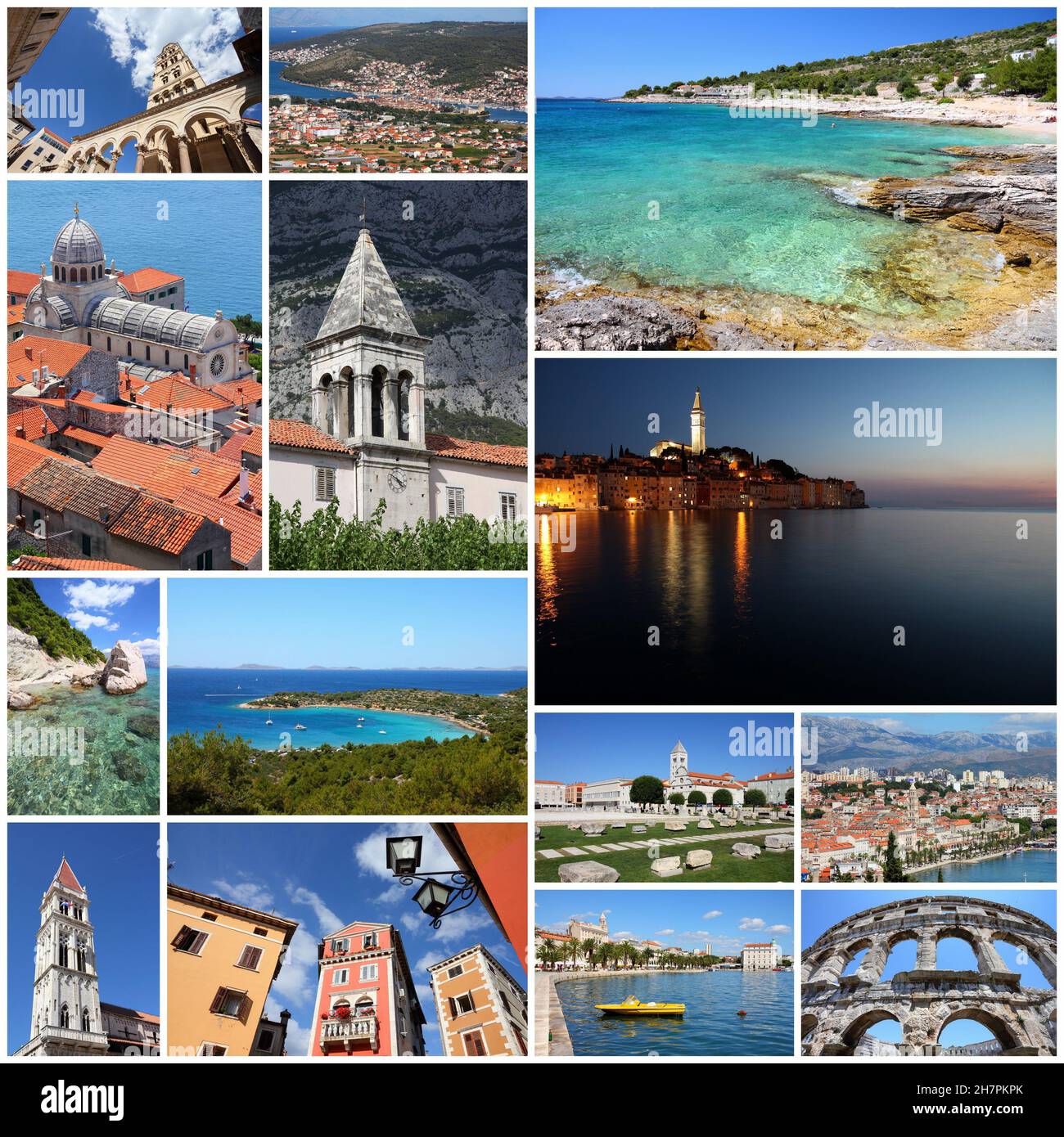 Croatia travel photo set - collage with Dalmatia coasts, Split, Trogir ...
