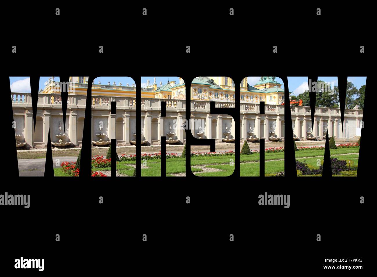 Warsaw, Poland - city name sign with photo in background. Isolated on ...