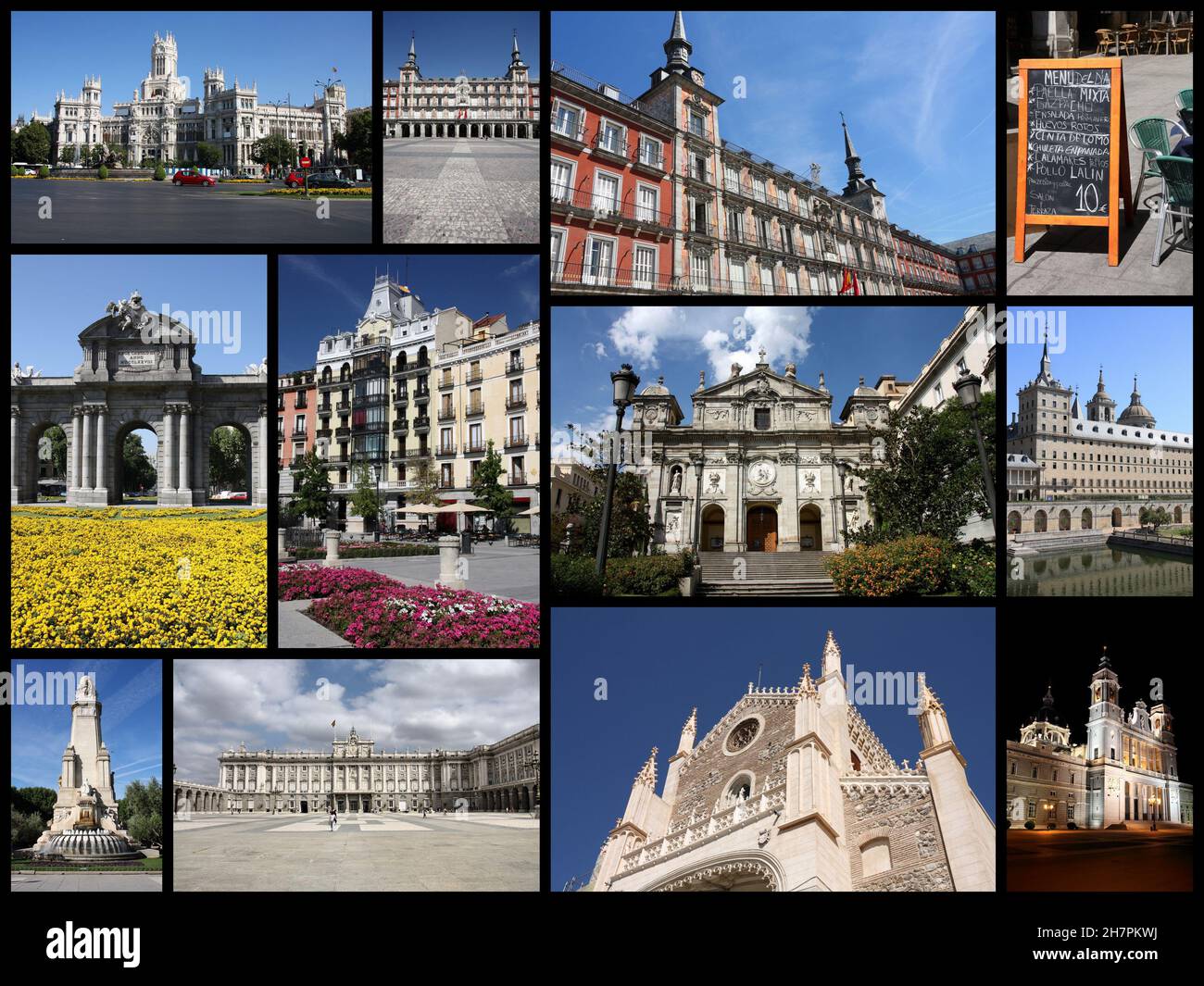 Madrid, Spain travel photos collage. Collage includes major landmarks ...