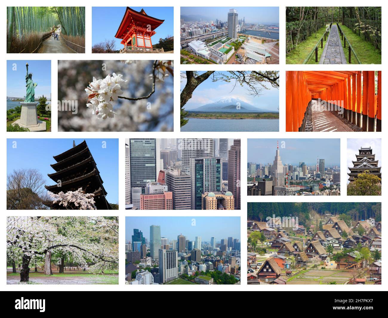 Japan travel photo collage. It includes major landmarks like Tokyo ...