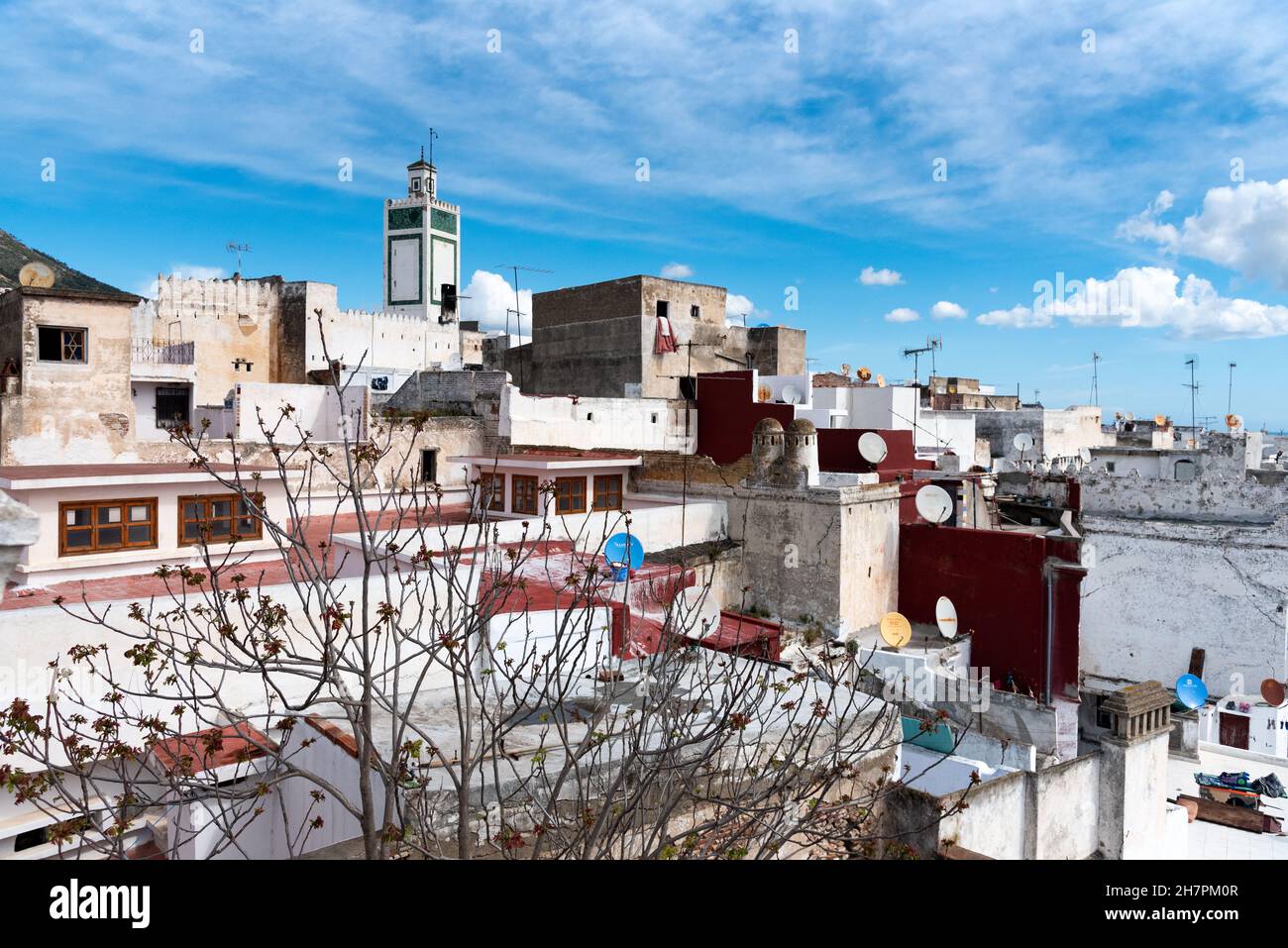 In the medina of Tetouan in Morocco. There are many satellite dishes on ...