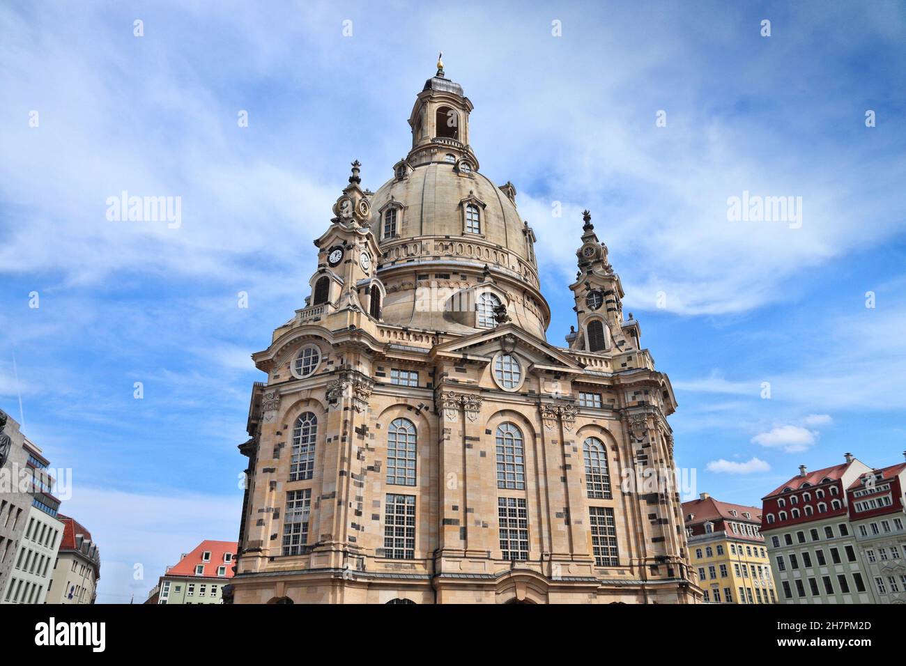 German architecture. Dresden Frauenkirche church. Religious landmark of ...