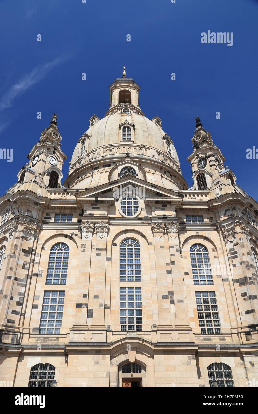 German architecture. Dresden Frauenkirche church. Religious landmark of ...