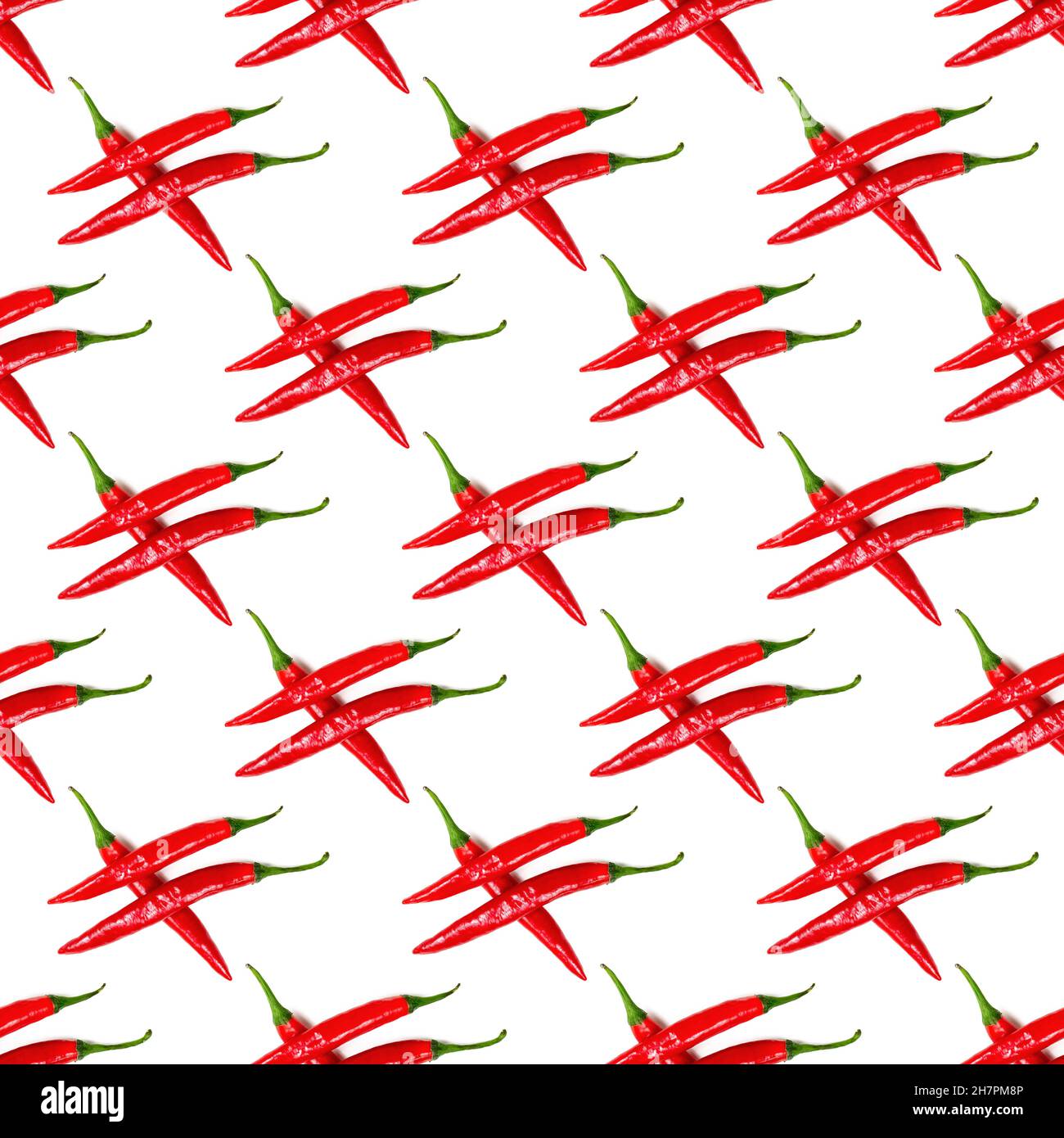 Red chili pepper repeat seamless pattern on white background Stock ...