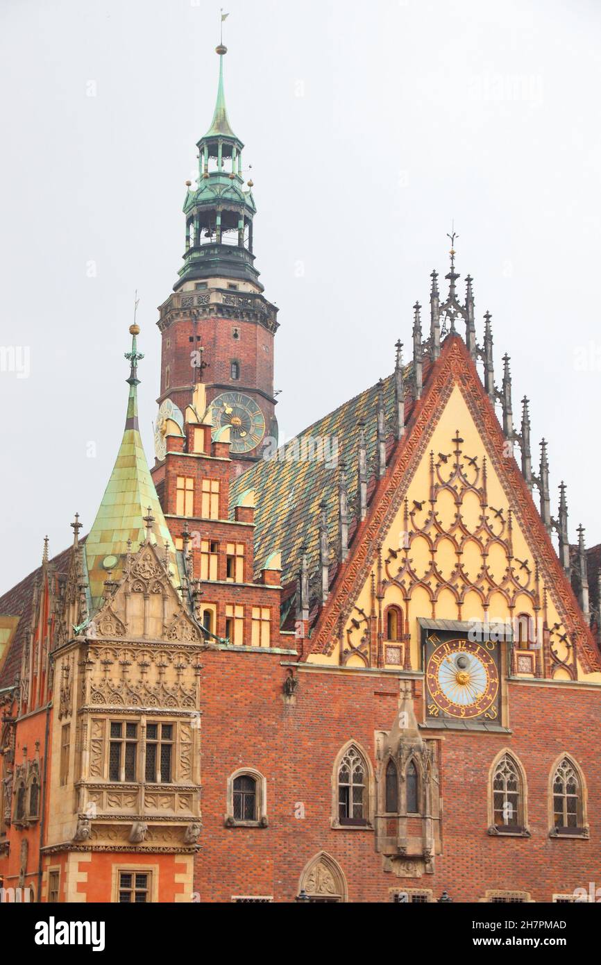 Wroclaw city landmarks - Old Town Hall at Rynek square. Wroclaw, Poland ...