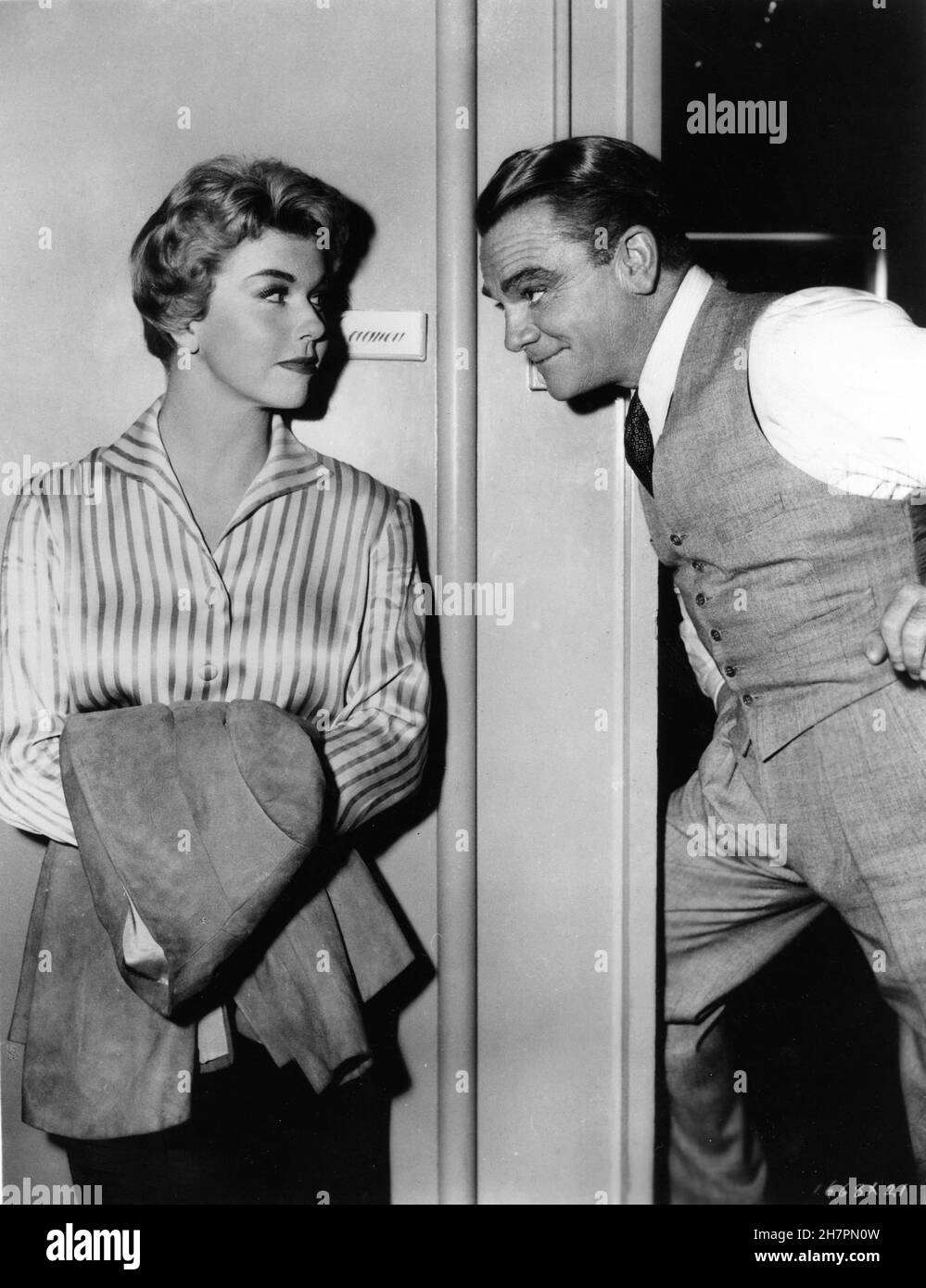 DORIS DAY and JAMES CAGNEY outside his dressing room on set candid ...