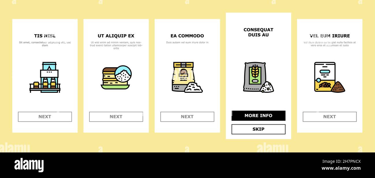 Flour Factory Industry Production Onboarding Icons Set Vector Stock ...