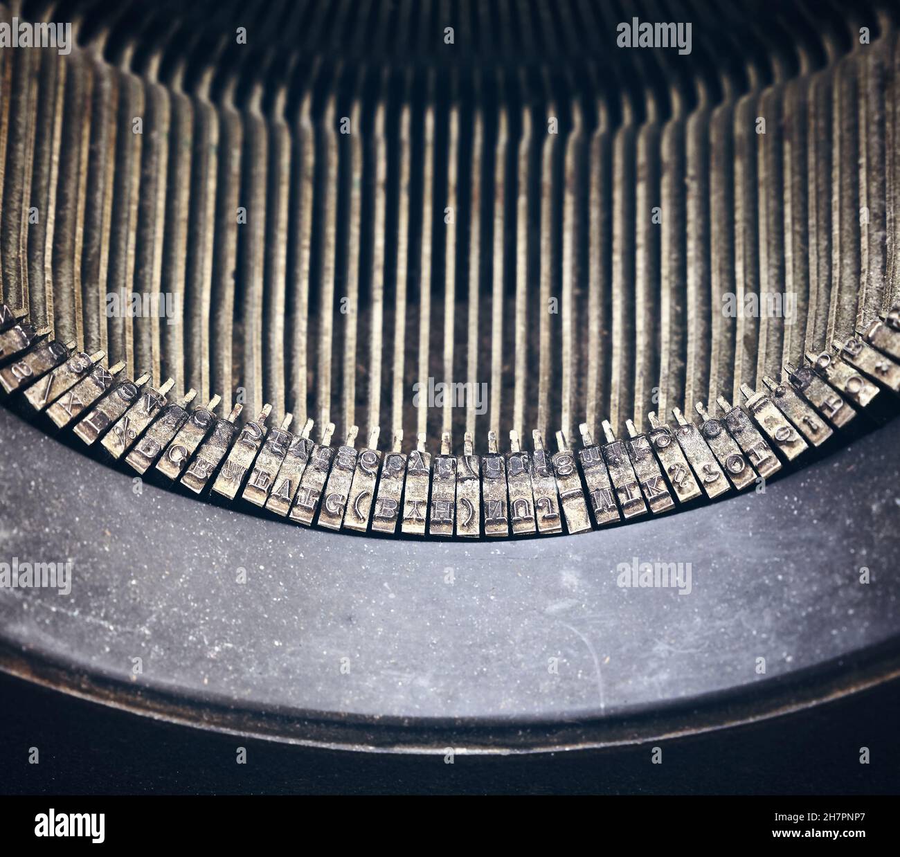 Latinic and Cyrillic typeface of old vintage antique typewriter metal ...