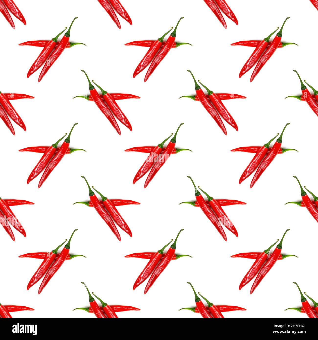 Red chili pepper repeat seamless pattern on white background Stock ...