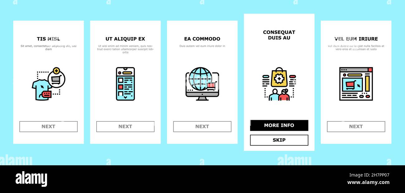 Ecommerce And Online Shopping Onboarding Icons Set Vector Stock Vector ...