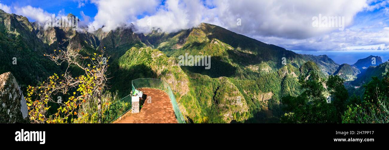 Breathtaking nature scenery of Madeira island, hiking in mountains ...