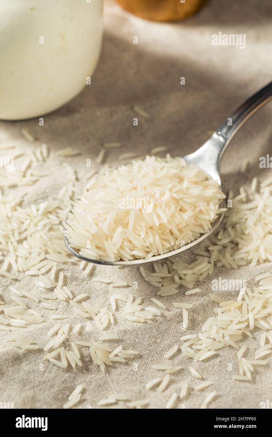 Dry White Organic Basmati Rice Ready to Cook Stock Photo - Alamy