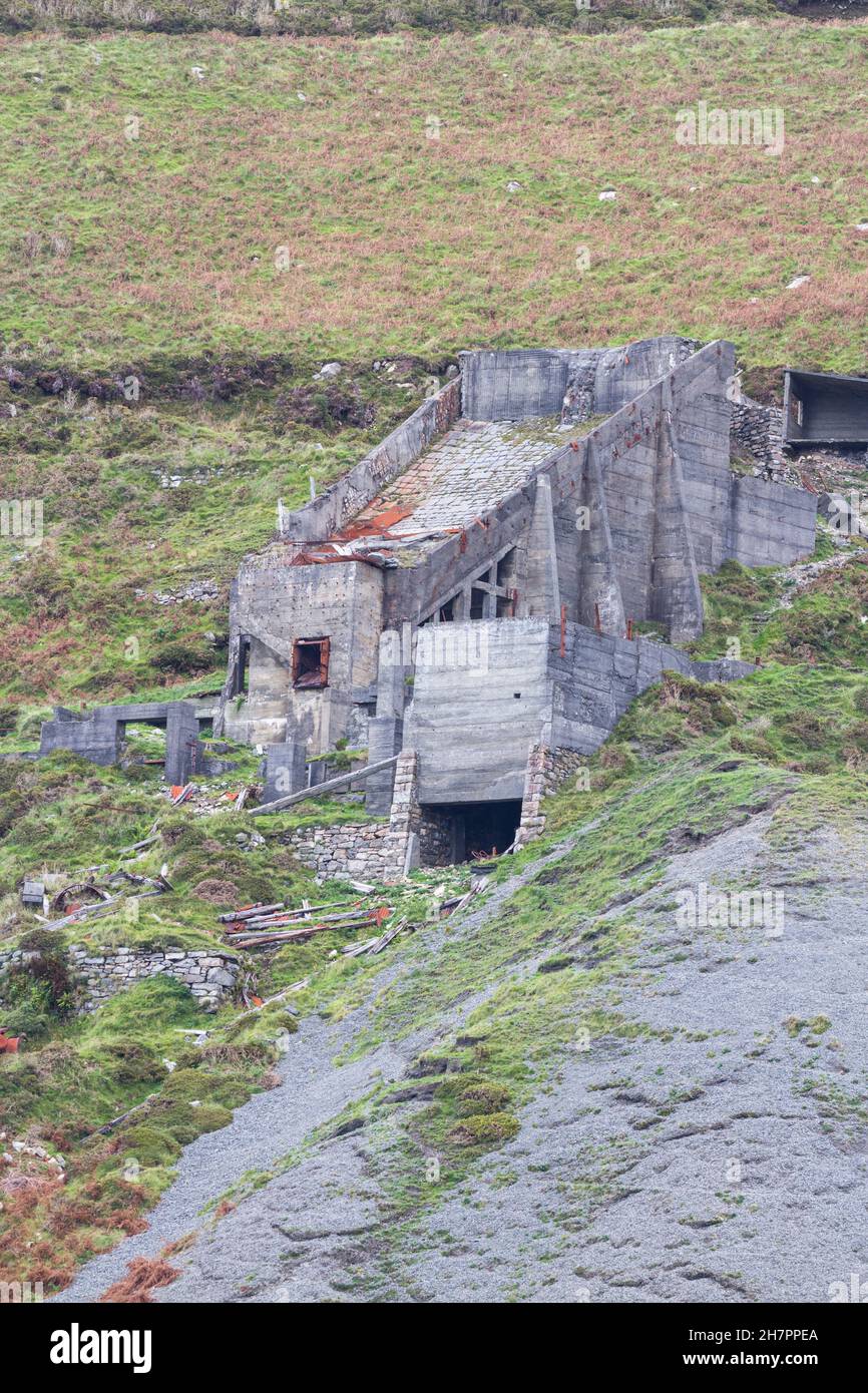 Nant Gwrtheyrn granite quarry derelict crushing plant. Llyn Peninsula ...