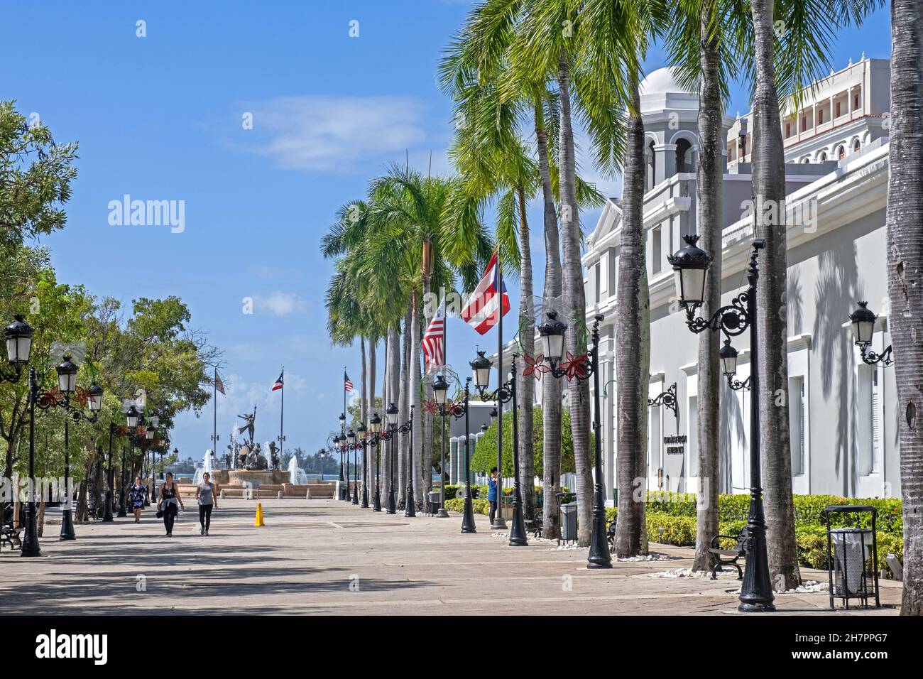Paseo de La Princesa and the former Prison in Old San Juan, historic ...
