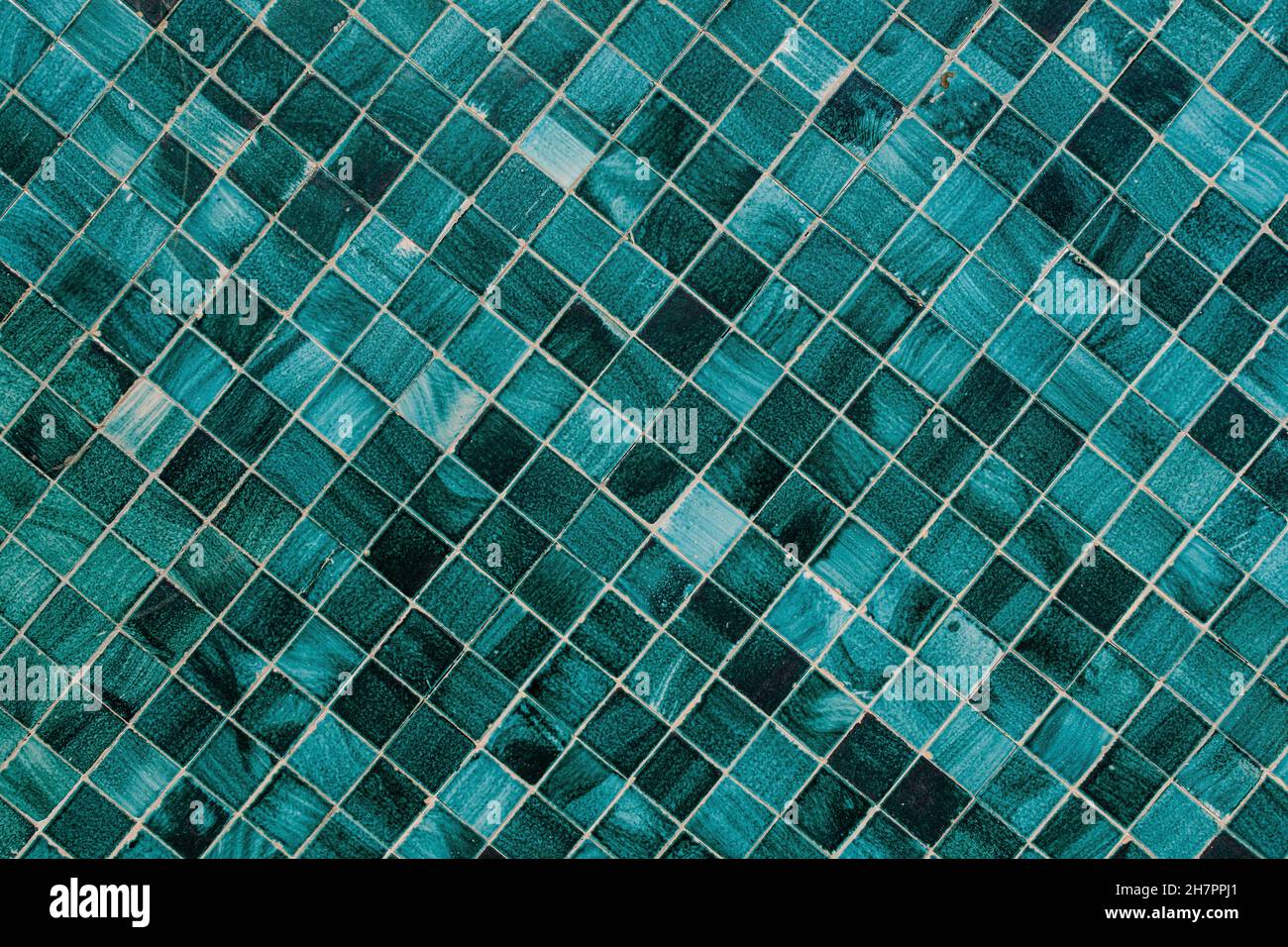 Minimalist textured monochrome background of old green teal mosaic ...