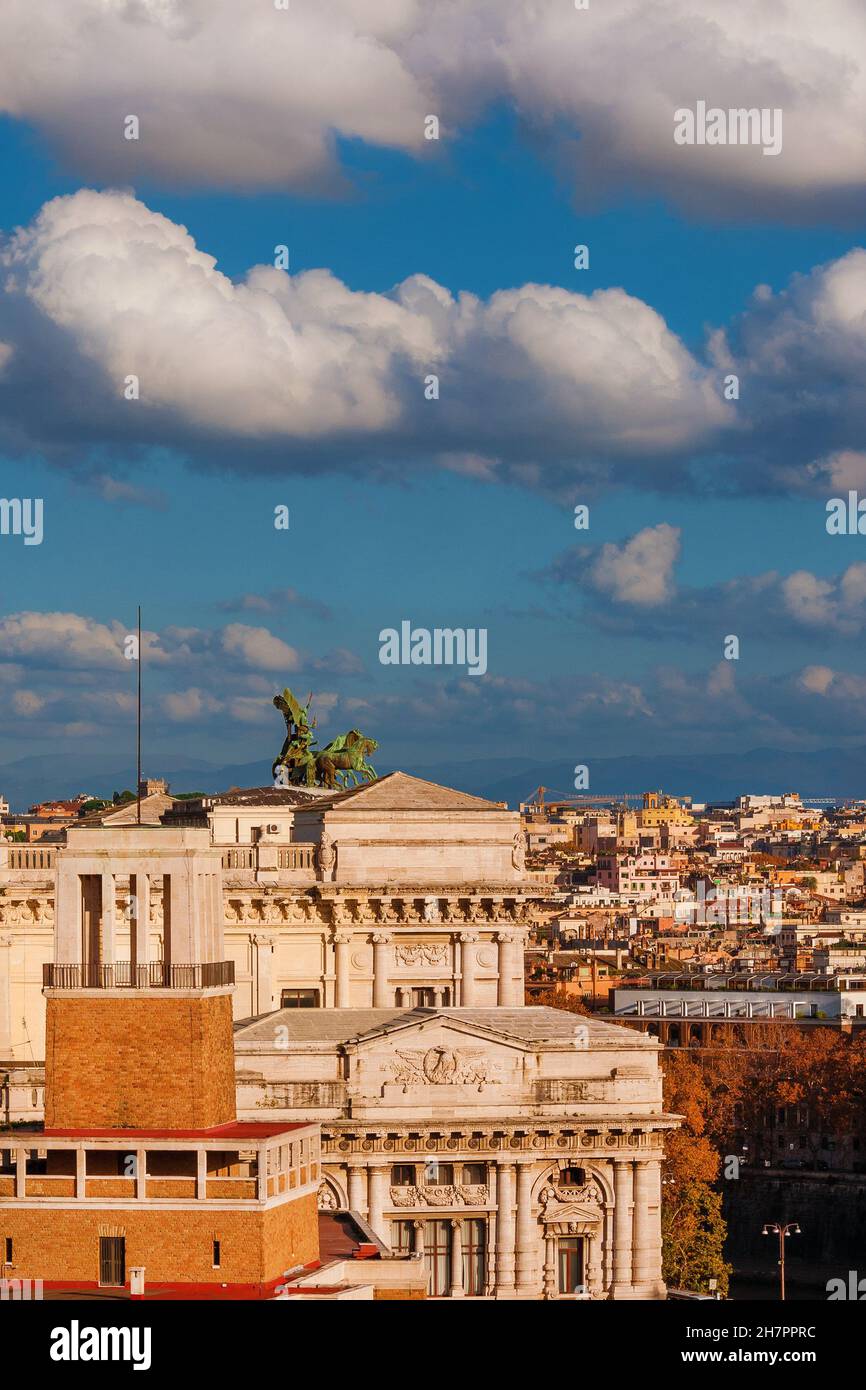 Rome historical center old skyline with beautiful clouds Stock Photo ...