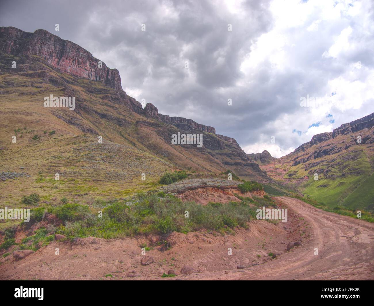 Beautiful landscape of the Sani Pass in Mkhomazi, South Africa Stock ...