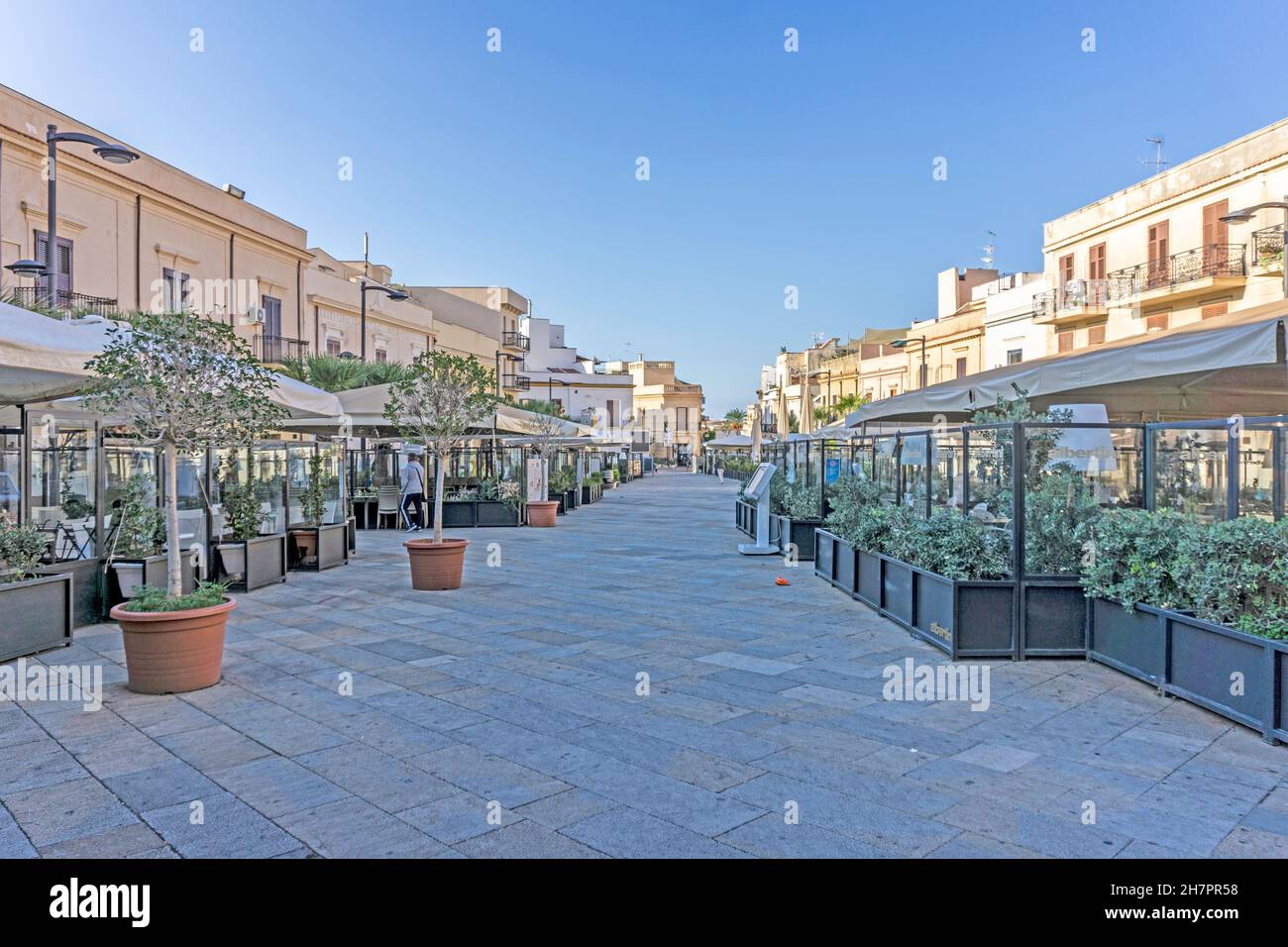The Piazza Duomo in Terrasini, Sicily, Italy. The central square in the ...