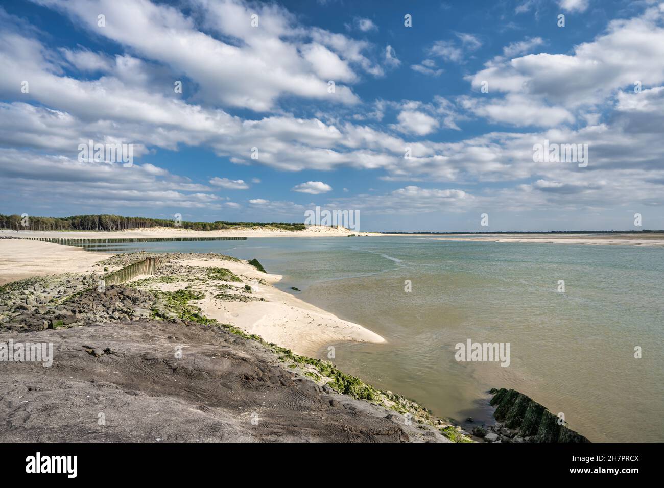 panoramic view of Authie bay in northern France. Picture taken from a ...