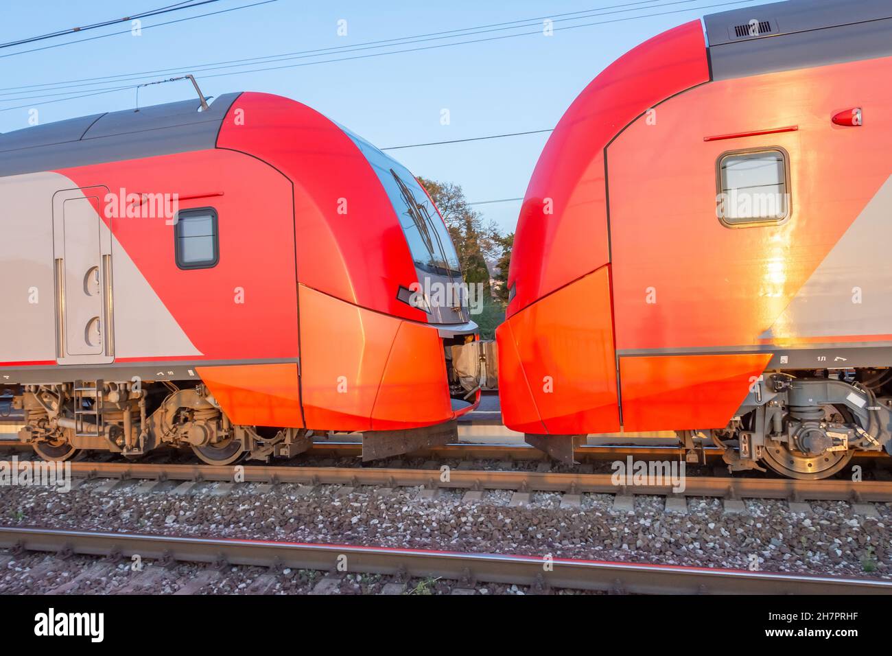 Coupling of DC electric multiple units trains Stock Photo - Alamy