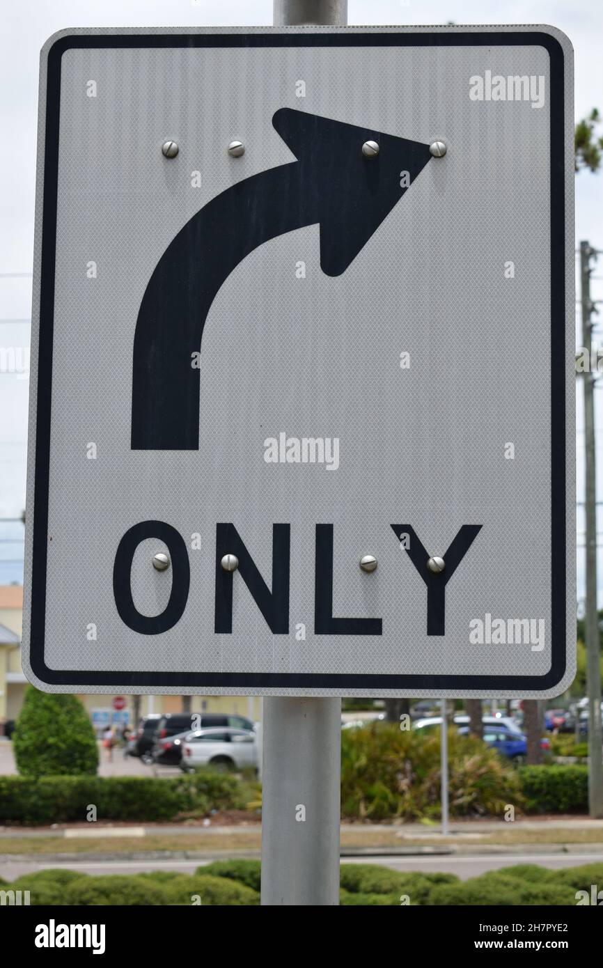 Turn right road signs hi-res stock photography and images - Alamy