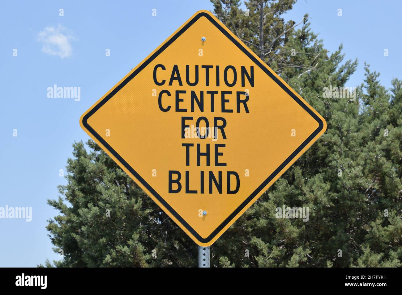 A road sign warns of presence of blind people Stock Photo - Alamy