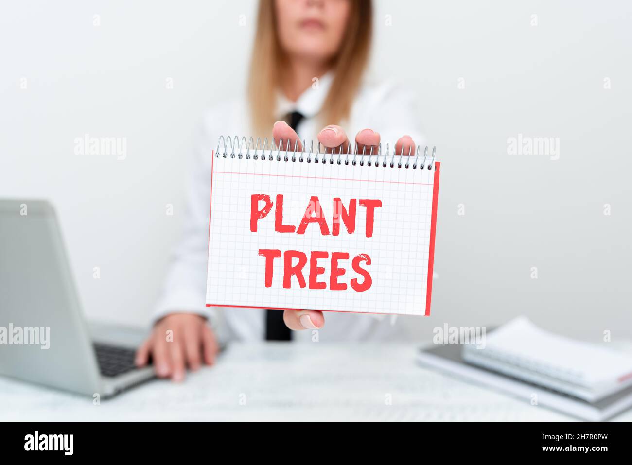 Text caption presenting Plant Trees. Business concept process of ...